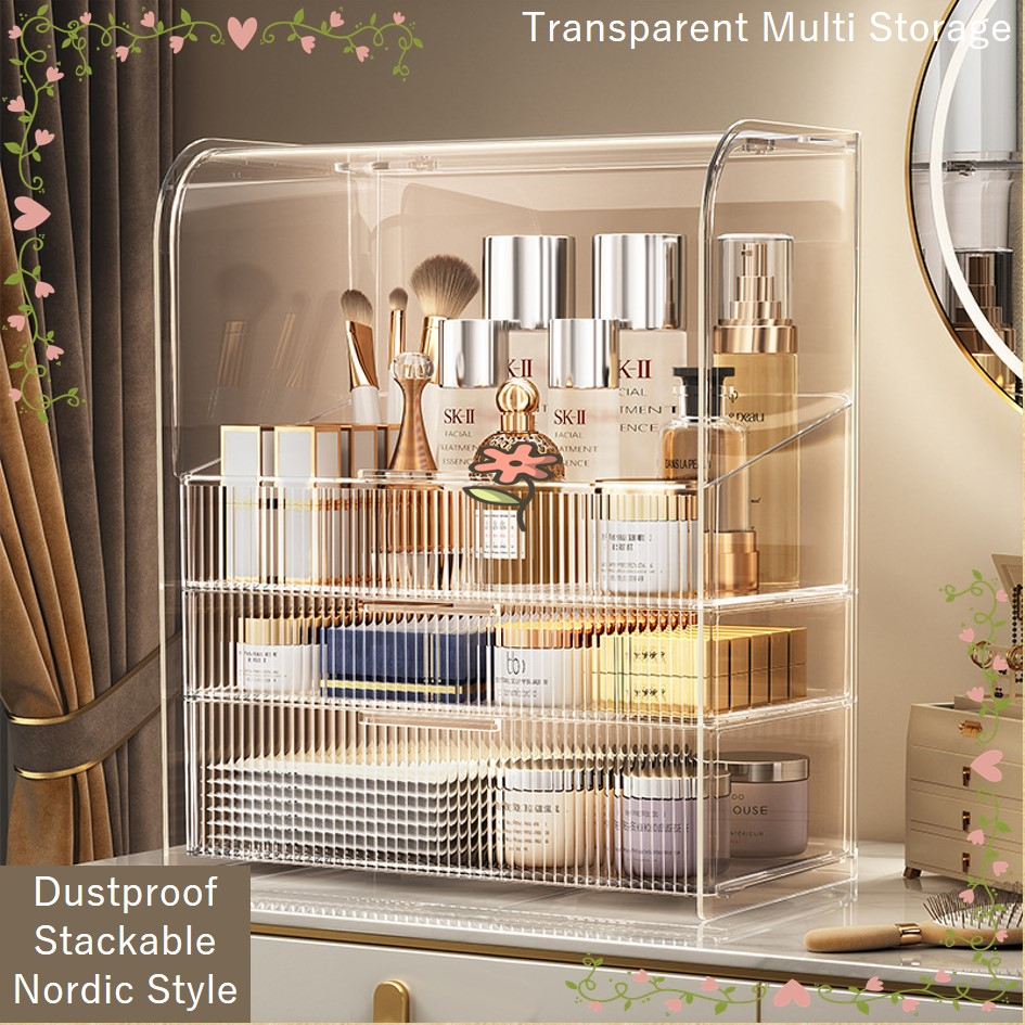 Dustproof Cosmetic Storage Box Nordic Acrylic Multi Organizer Rack ...