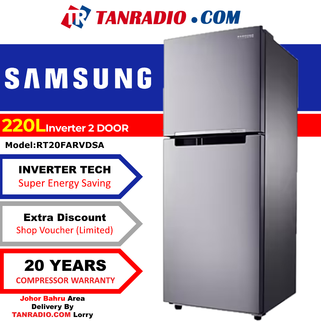 Samsung 220L Inverter Refrigerator 2 Door Fridge RT20FARVDSAPeti Sejuk ...
