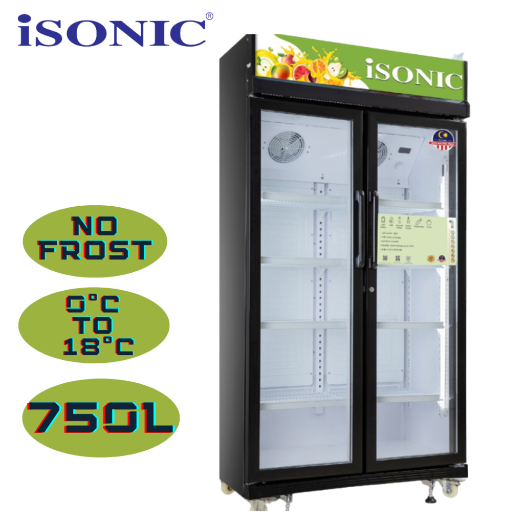 ISONIC 2 DOOR SHOWCASE CHILLER 750L | Shopee Malaysia