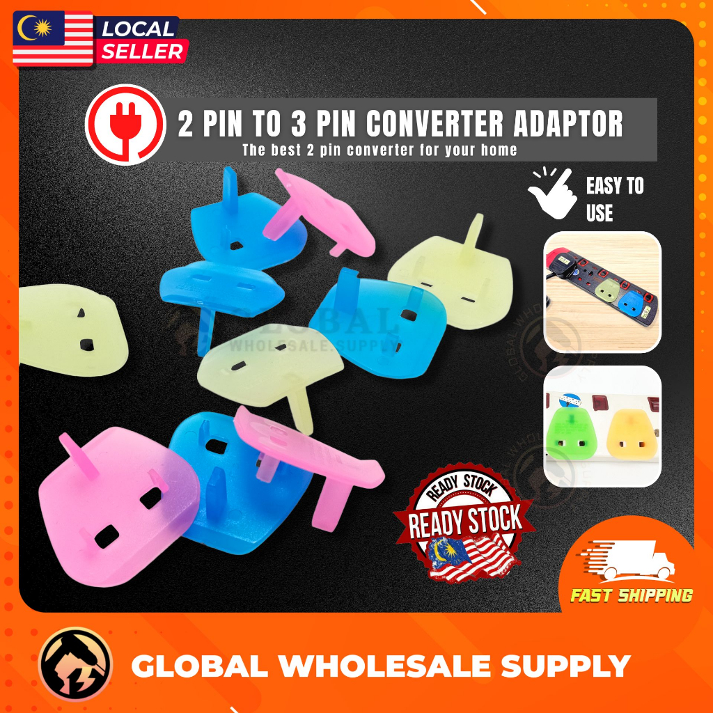 1PC 13A 2 Pin to 3 Pin Converter Adaptor Safety Plug Key / Easy for 2 ...