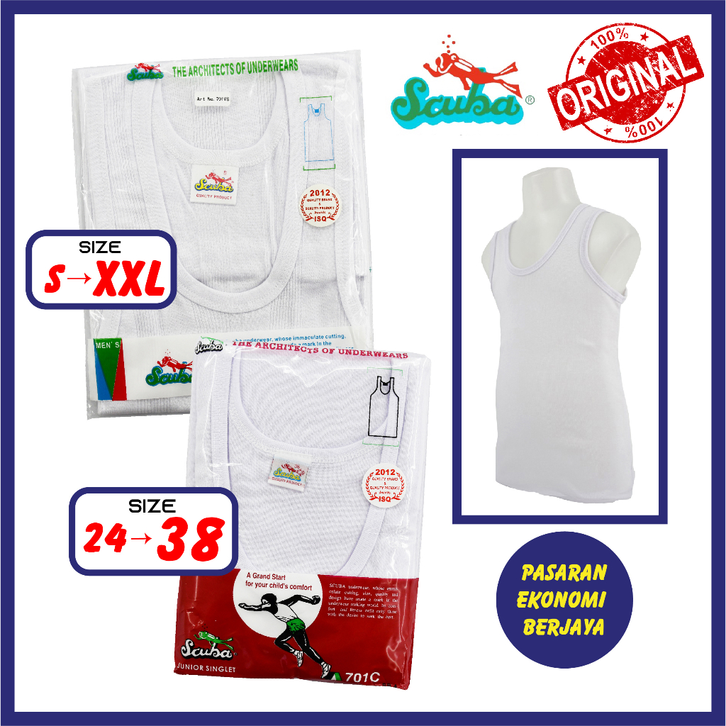 SCUBA SINGLET LELAKI BORONG 100% ORIGINAL BRAND WHITE SINGLET TANK ...