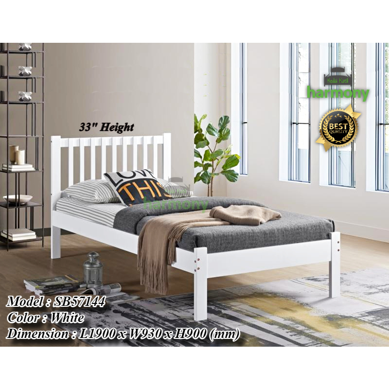 Harmony Beekah Wooden Single Bed Frame / Solid Wood Single Bed / Katil ...