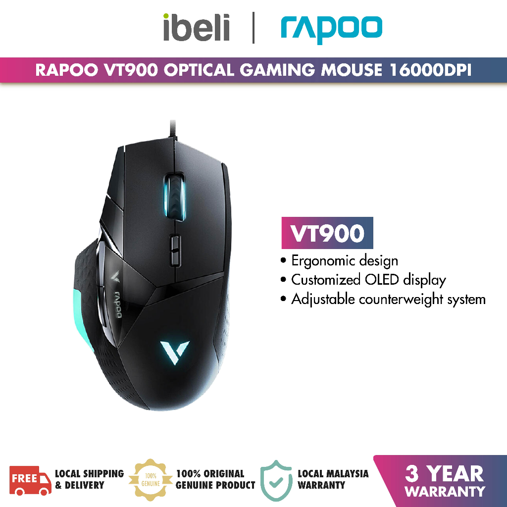 Rapoo VT900 Dual Mode Wired/ Wireless RGB Optical Gaming Mouse ...