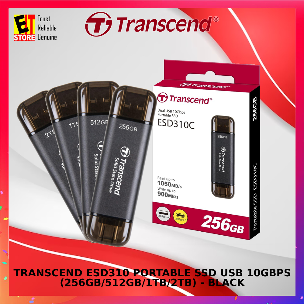 Transcend ESD310 Portable SSD USB 10Gbps(256GB/512GB/1TB/2TB) - Black ...