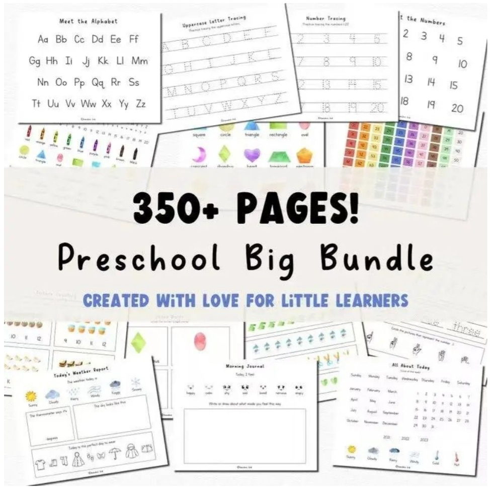 122 (PDF) Preschool Learning activity worksheet l Number Shapes Colour ...