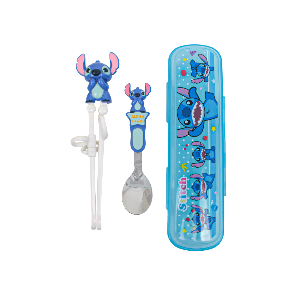 Disney Stitch Children Learning Chopsticks & Spoon Set With Storage Box ...