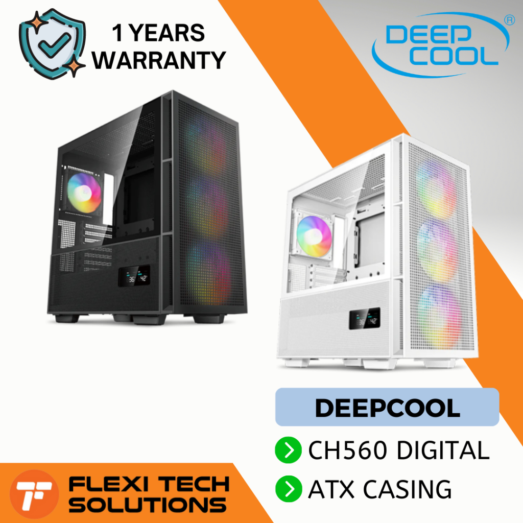 Flexi Tech DEEPCOOL CH560 Digital ATX Case Black / White PC Desktop Casing | Shopee Malaysia