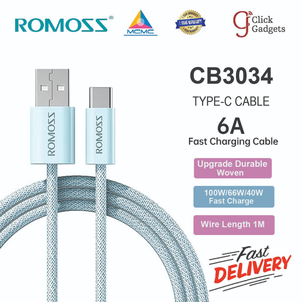 Romoss CB3034 1M Data Cable 6A 100W Fast Charging high compatibility ...