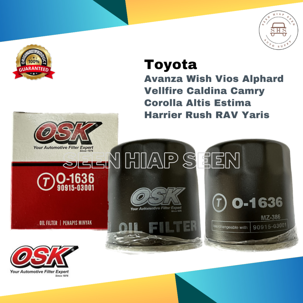 OSK O-1636 Oil Filter Toyota Avanza Wish Vios Alphard Vellfire Caldina ...