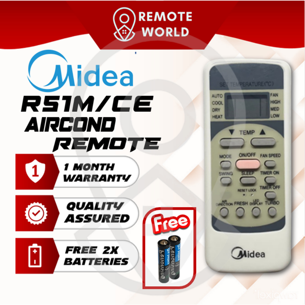 Midea R51m/CE Remote Control | Alat Kawalan Jauh Penghawa Dingin Air Conditioner Remote ...