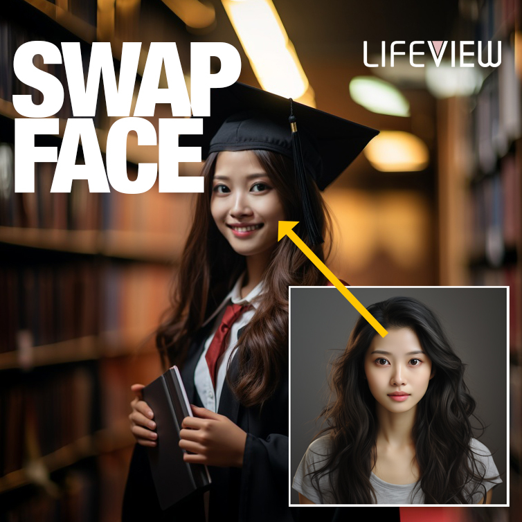 Lifeview swap face for long hair women in graduation photo digital ...