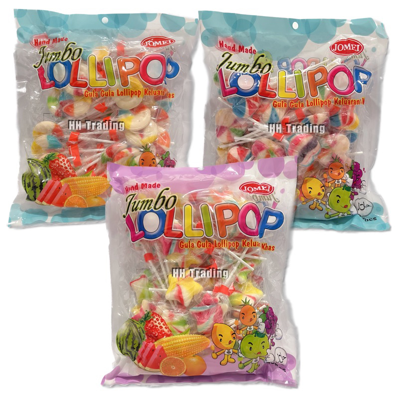 40pcs JOMEI RAINBOW JUMBO LOLLIPOP / GULA-GULA LOLLIPOP 混合水果味彩虹棒棒糖 ...
