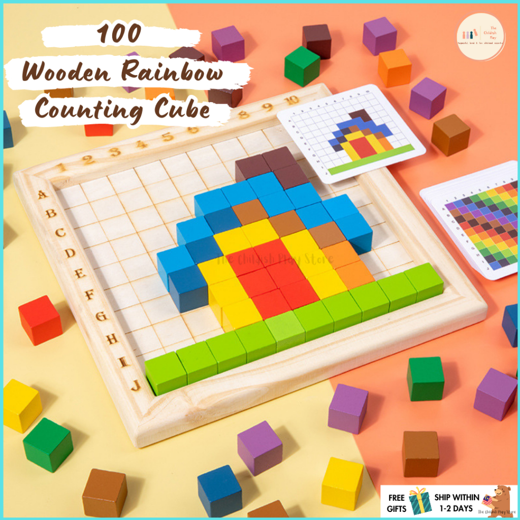 100 Rainbow Counting Cube Number Learning Colours Patterns Mathematic ...