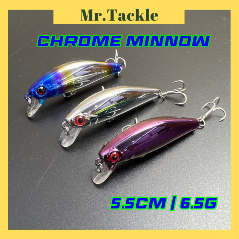 【MR.T】Gewang Sinking Minnow 5.5cm/6.5g Chrome | Umpan Casting Hardbait Lure Sebarau PB Siakap ...