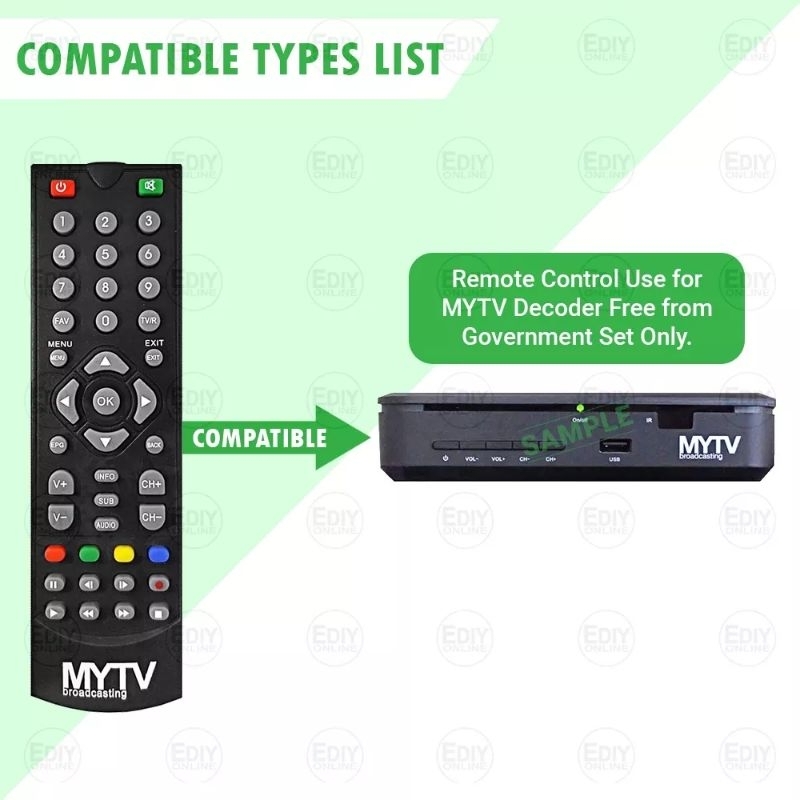 ORIGINAL MYTV Remote Control SMALL untuk guna Dekoder Digital ...