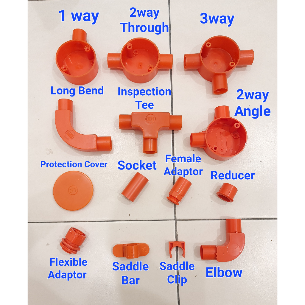 Wiring Orange Pvc Conduit Box Fitting Accessories 20MM 3/4" Ready Stock ...