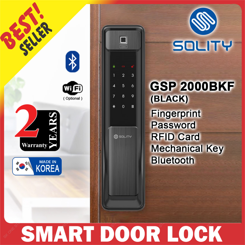 Solity GSP-2000BKF Push-Pull Smart Lock (Fingerprint, Password, RFID ...