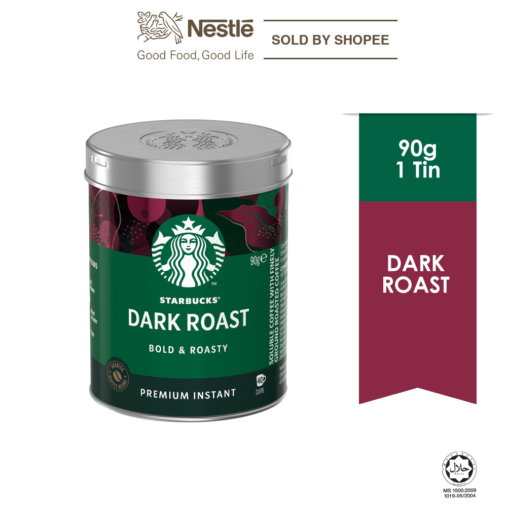 STARBUCKS Premium Soluble Coffee Dark Roast Instant Coffee Powder Tin ...