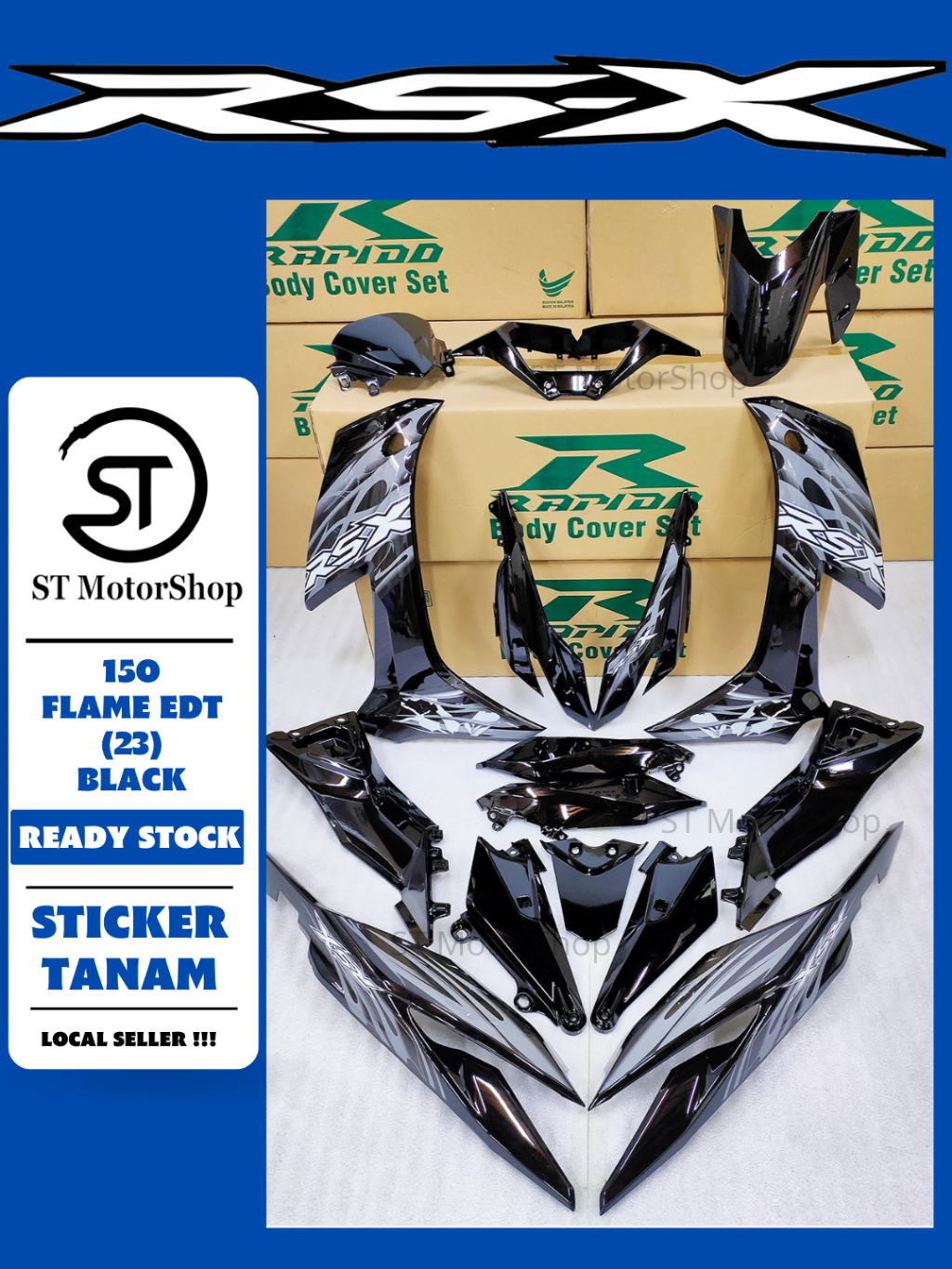 HONDA RSX RS-X 150 FLAME EDT (23) BLACK COVER SET (STICKER TANAM ...