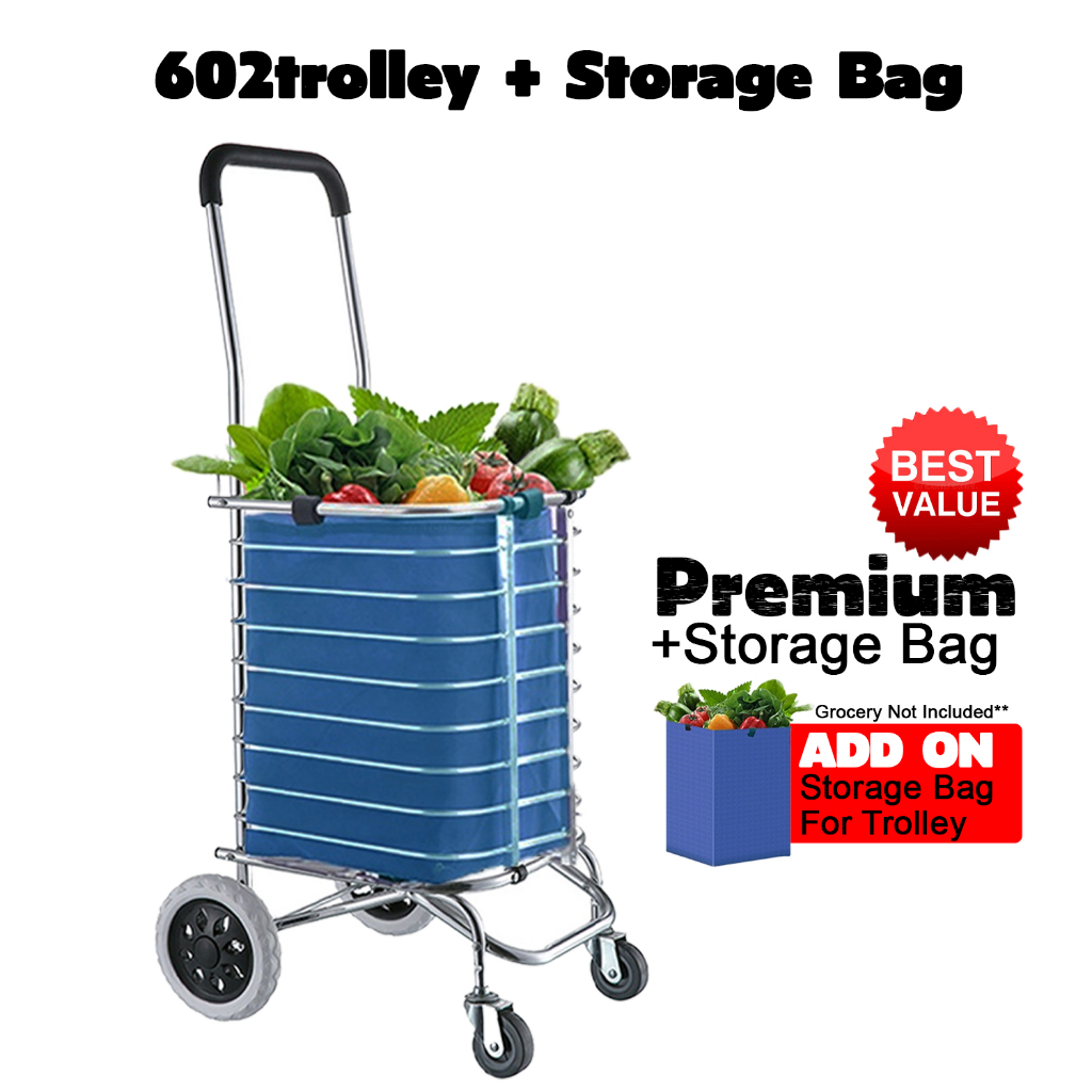 4 Wheel 6 Wheel Foldable Market Trolley Shopping Aluminium Light Duty ...