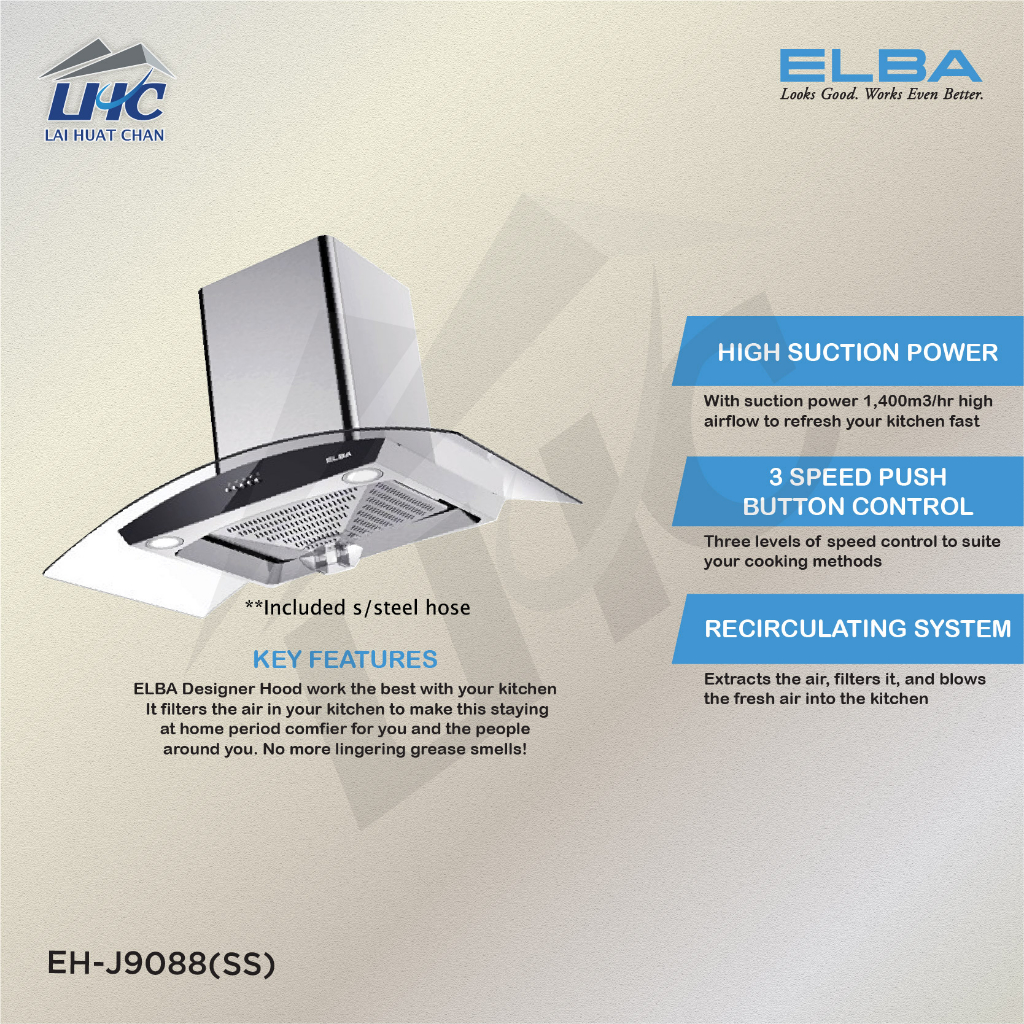 EH-J9088(SS) ELBA Designer Hood INFINITO 3-Speed Push Button Control | Shopee Malaysia