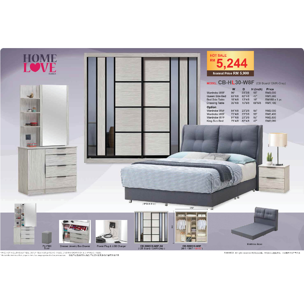 MIXBOX HOME LOVE SERIES BEDROOM SET (CB-HL30) | Shopee Malaysia