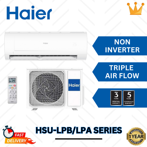 HAIER Air Conditioner R32 Basic Non-Inverter (1.0hp / 1.5hp / 2.0hp / 2 ...