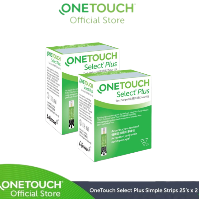 Onetouch Select Plus Simple Strip (25's) Easy & Pain-free Blood Glucose ...