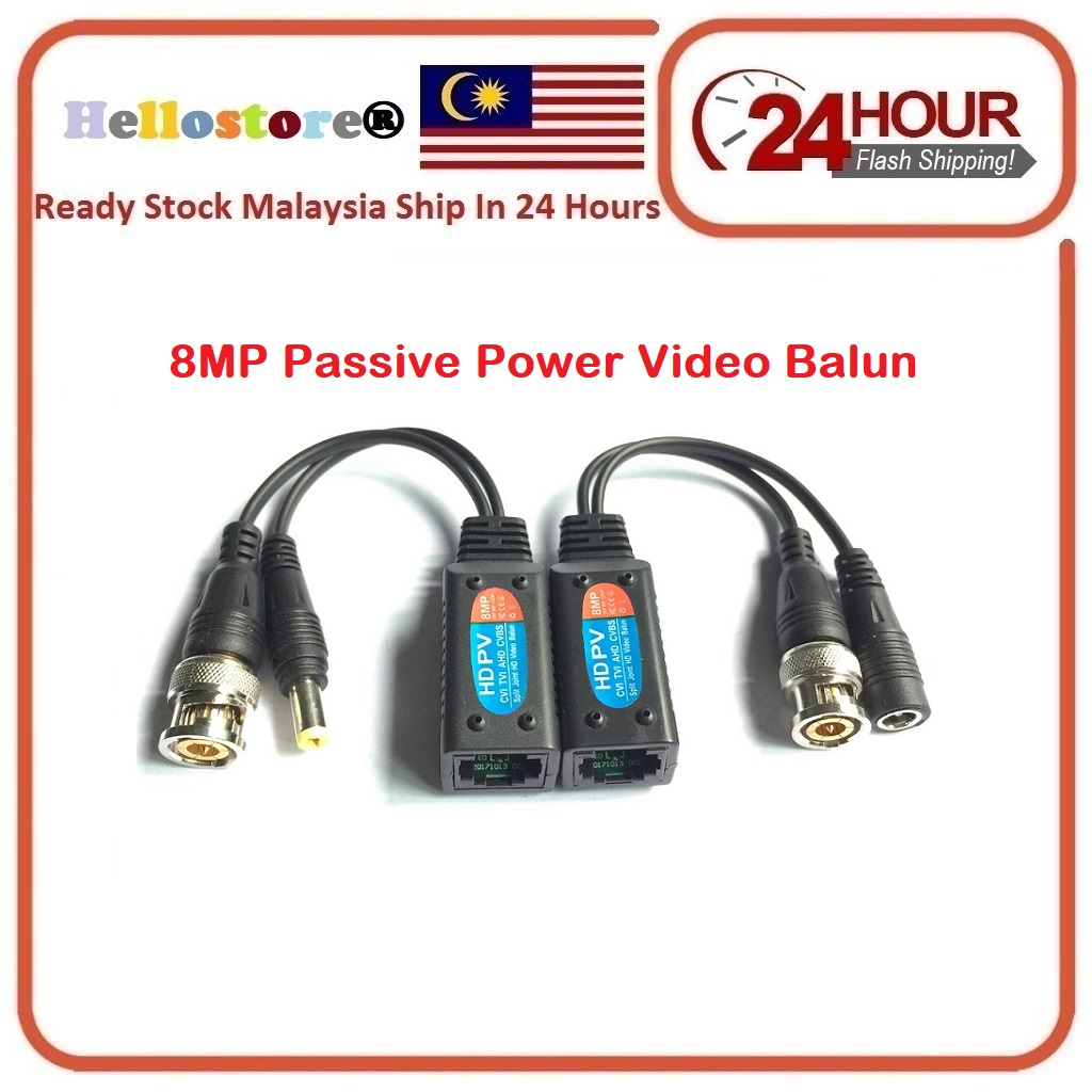 8MP Passive Power Video Balun TVI/CVI/AHD/CVBS Camera Via UTP &RJ45 ...