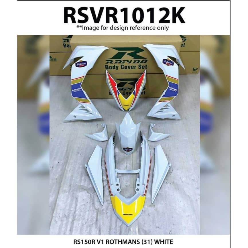 COVER SET HONDA RS150 V1 V2 V3 ROTHMANS (31) WHITE COVERSET 100% ORIGINAL RAPIDO MALAYSIA ...