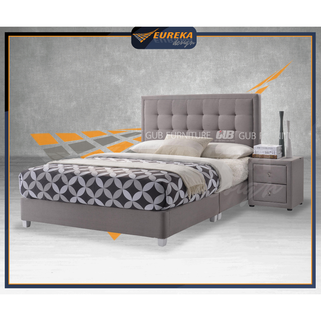 EUREKA Divan Bed Frame Base Headboard Upholstered Modern Fabric Wood ...