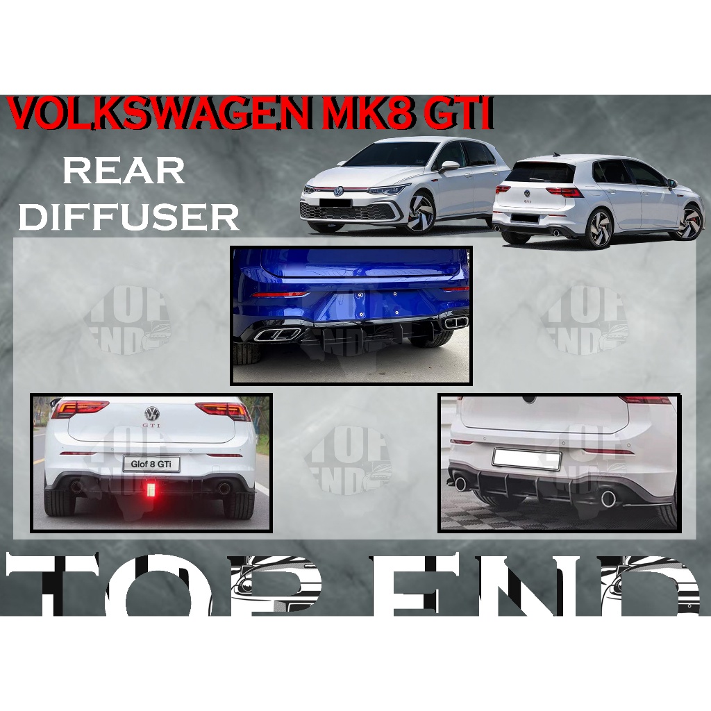 VOLKSWAGEN GOLF MK8 GOLF GTI REAR DIFFUSER MAXTON LOOK REAR DIFFUSERF ...