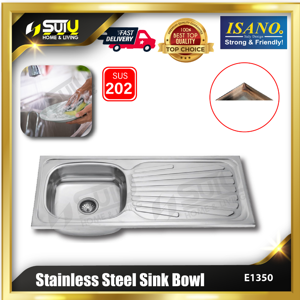 ISANO E1350 Stainless Steel Kitchen Sink Bowl | Shopee Malaysia