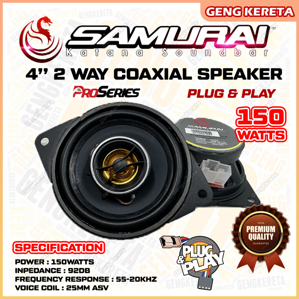 🔊 SAMURAI KATANA SOUNDBAR PRO SERIES 4 Inch 2 Way Plug & Play Front ...
