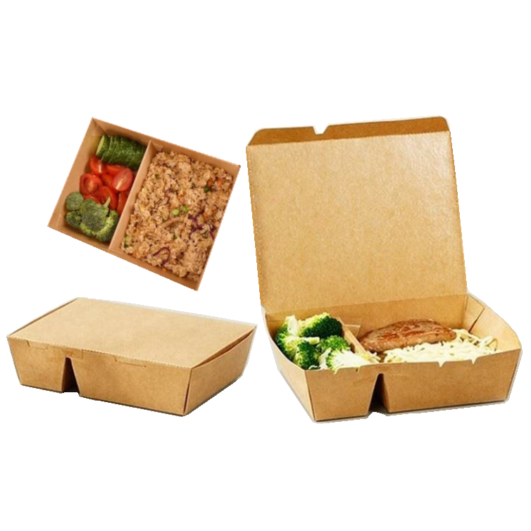 2 Compartment Paper Lunch Boxes - Kraft paper | Shopee Malaysia
