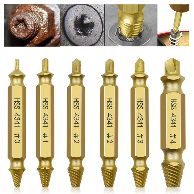【M'Stock】6pcs Damaged Screw Extractor Drill Bit Extractor Drill Set ...