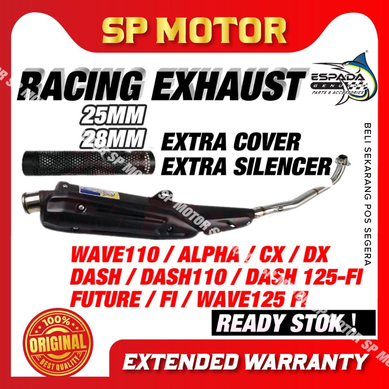 ESPADA E4 25MM/28MM WAVE110 ALPHA CX DX DASH 110 125 FUTURE WAVE125 FI RACING EXHAUST CUTTING ...