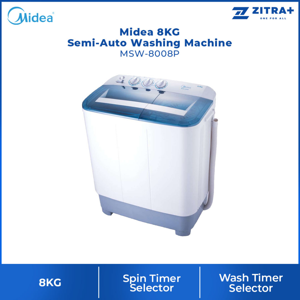Midea 8KG Semi-Auto Washing Machine MSW-8008P | Wash Drain Selector ...