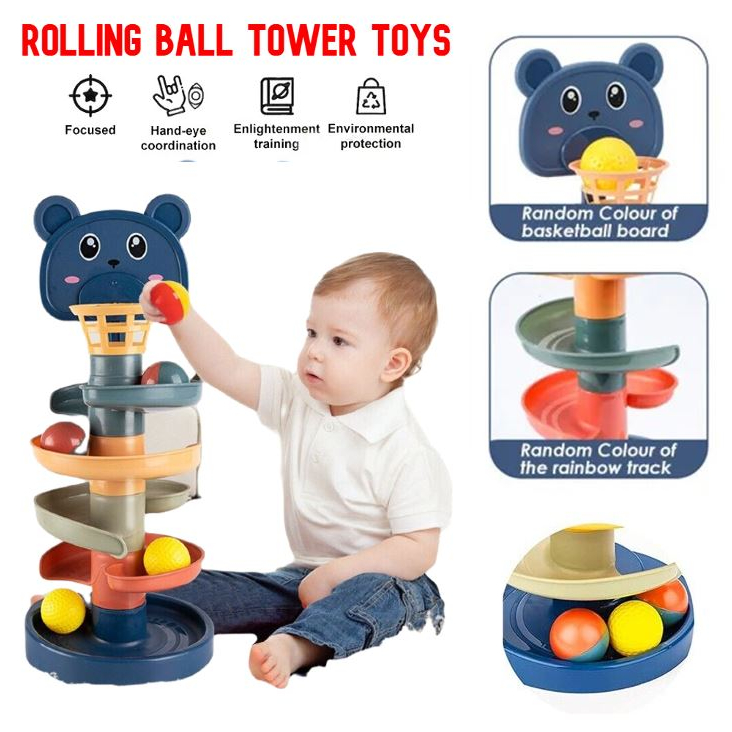 #Readystock 5 Layer Fun Rolling Slide Ball kids fun rolling tower toys ...