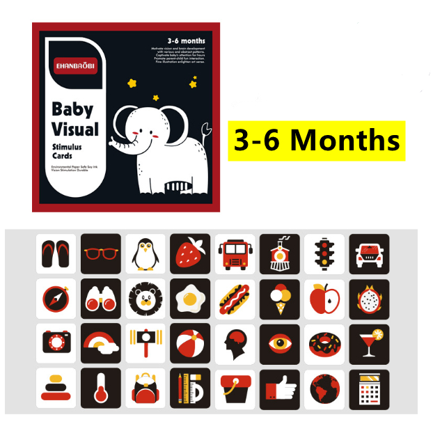 Montessori Baby Flash Card Baby Visual Stimulus Card 0-36 Months Early ...