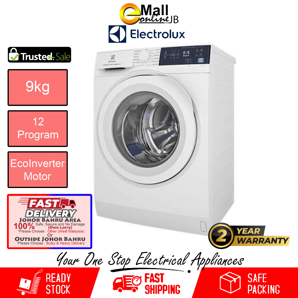 (Delivery for JB Area) Electrolux 9kg | 7.5kg Front Load Washer EWF7524D3WB | EWF9024D3WB Mesin ...