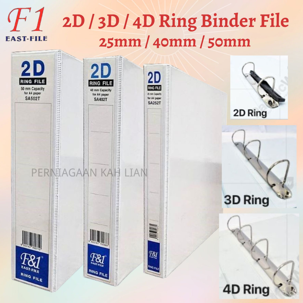 East-File PVC Ring File 2D / 3D / 4D Ring Binder 25mm / 40mm / 50mm Fail PVC A4 环形文件 | Shopee ...