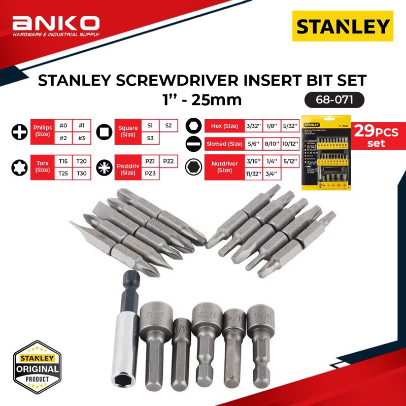 STANLEY SCREDRIVER INSERT BIT SET ( 29 PC SET ) | Shopee Malaysia