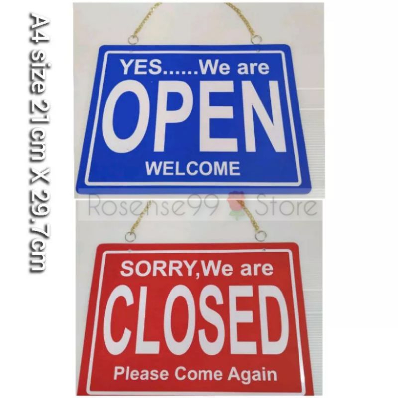 2 in 1 A4 Open Closed Door Sign Signage Double Sided Door Plate Yes We ...