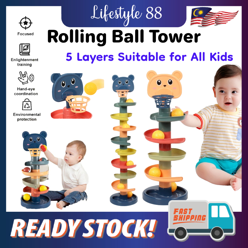 *Ready Stock* 5 Layers Fun Rolling Slide Ball kids fun rolling tower ...