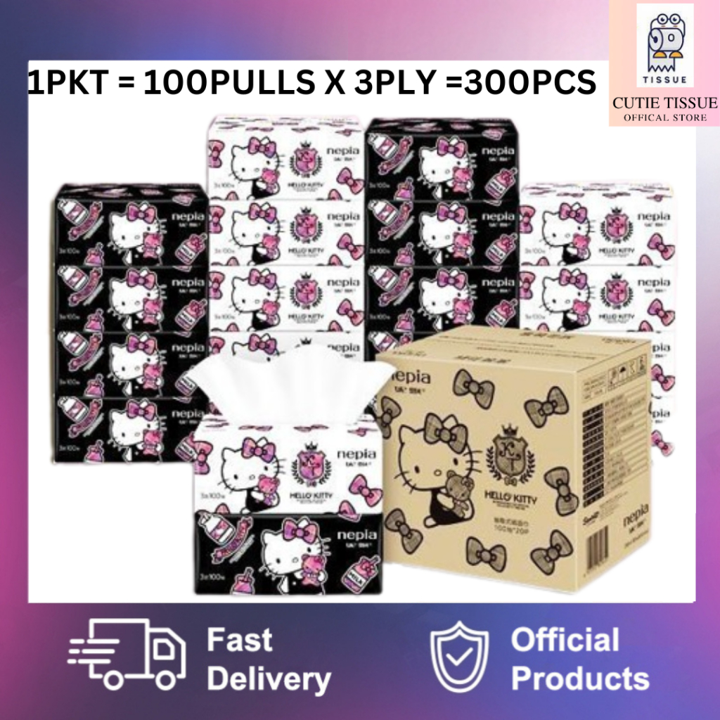 Hello Kitty Tissue Soft Facial Tisu Paper 100 Pulls x 3 Ply = 300pcs ...