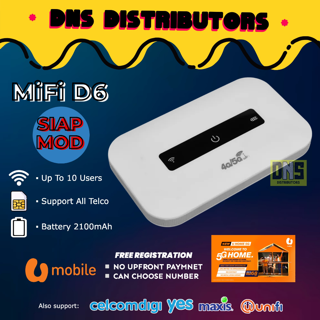 Modified Unlimited 4G LTE Pocket WiFi D6 Portable WiFi Modem MiFi ...