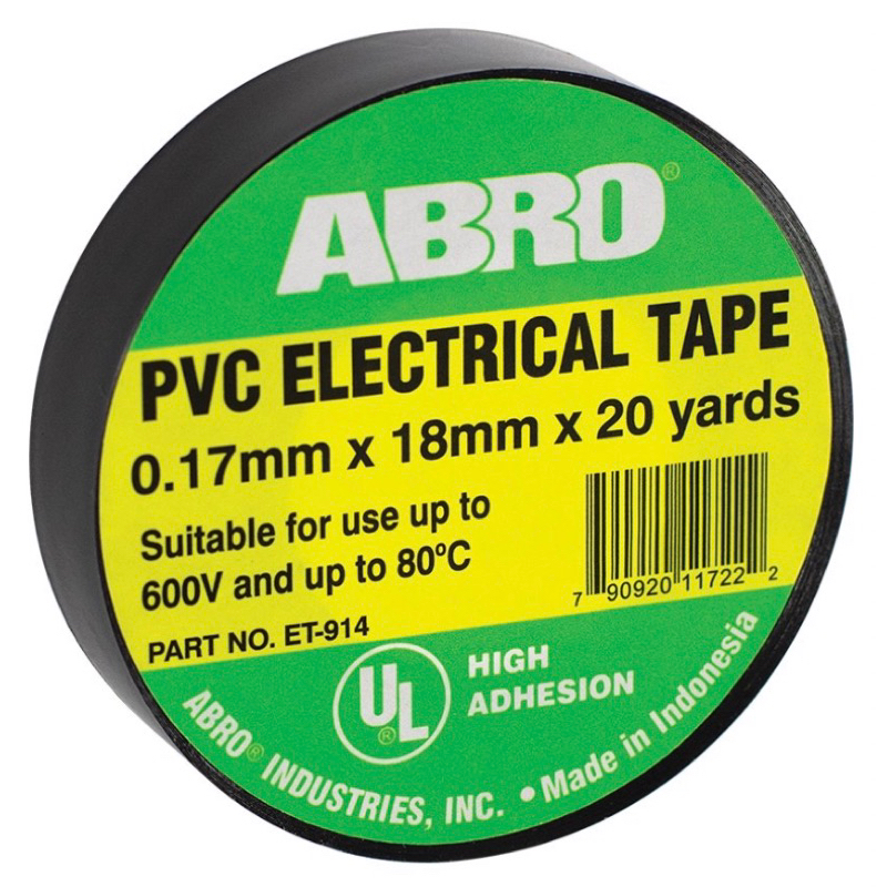 ABRO UL Approved PVC Electrical Tape (7 mil x 3/4” x 20 yard) | Shopee ...