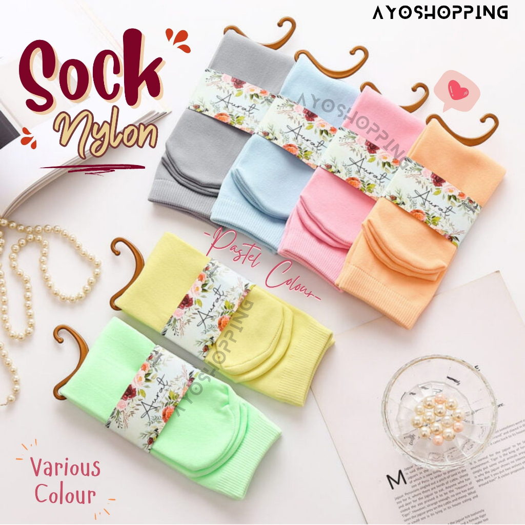 SOCK PLAIN STOKIN NYLON MATERIAL VARIOUS COLOUR AURAT SOCK QUATER SIZE ...