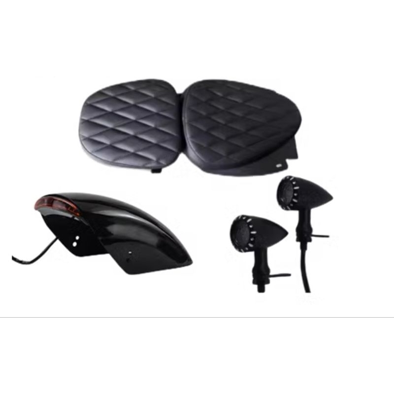QJMOTO SRV250 fold Double Seat cushion Retro bobber cushion Single ...